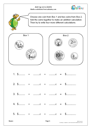 Money worksheets using Australian dollars. - URBrainy.com