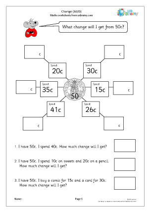 Money worksheets using Australian dollars. - URBrainy.com