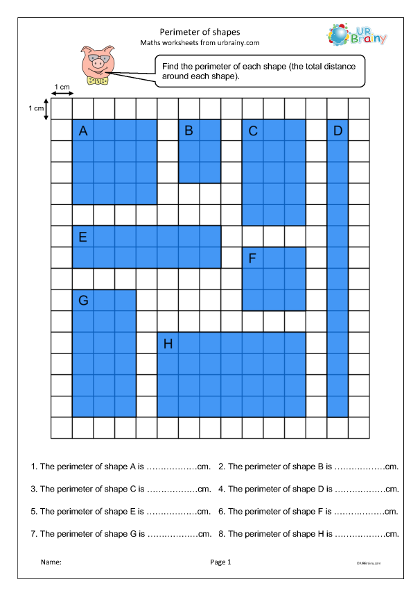Perimeter Of Shapes Measuring And Time Worksheets For Year 3 age 7 8
