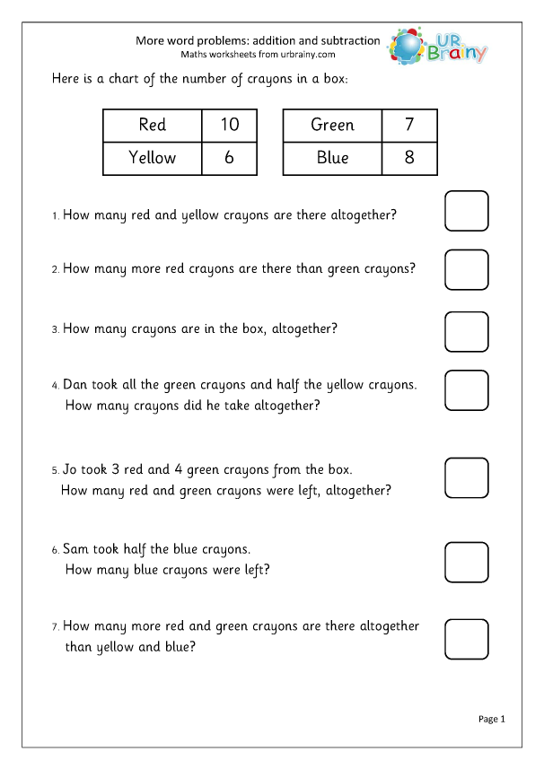 More Word Problems Addition And Subtraction Addition Year 2 aged 6 