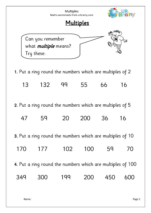 Multiples - Number and Place Value by URBrainy.com