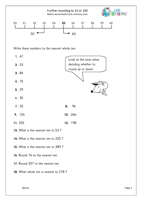 Further rounding to 10 or 100 - Number and Place Value by URBrainy.com
