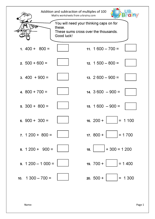 Addition And Subtraction Of Multiples Of 100 Addition By URBrainy