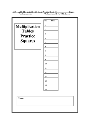 Multiplication speed practice sheets (1) - Multiplication by URBrainy.com