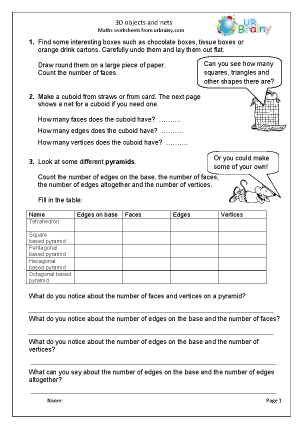 Geometry (Shape) Maths Worksheets for Year 4 (age 8-9) - URBrainy.com