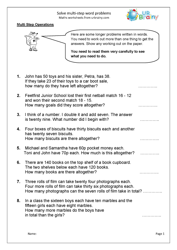 Solve Multi Step Word Problems Reasoning Problem Solving Maths 