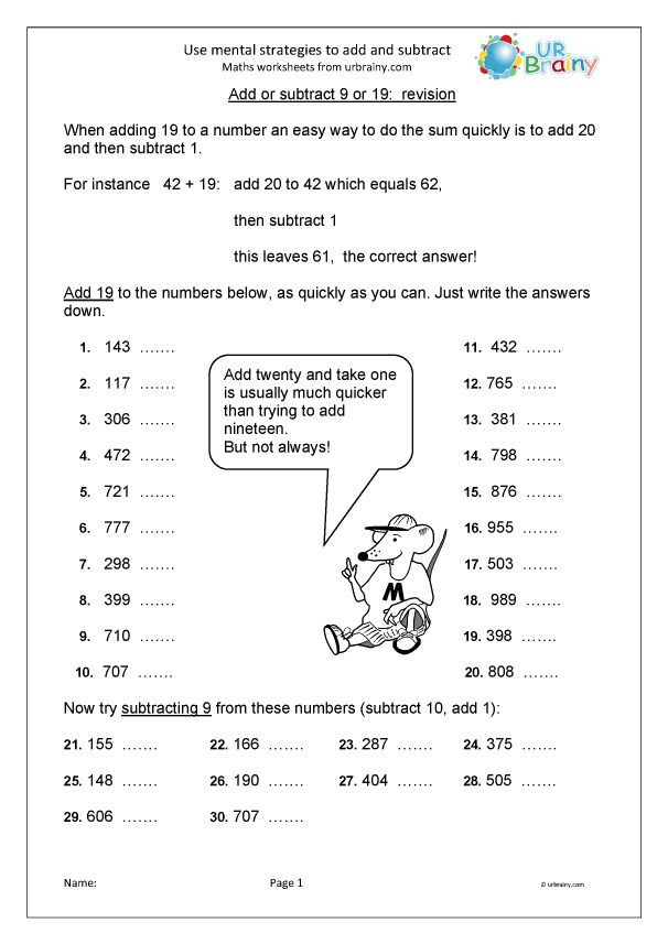Using Mental Strategies To Add And Subtract Subtraction In Year 5