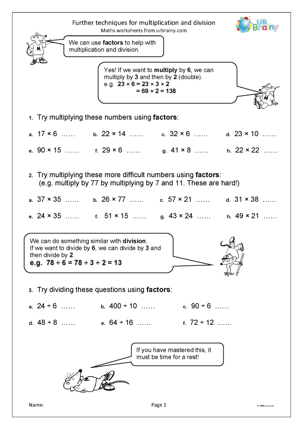 Further Techniques For Multiplying And Dividing Division Maths 
