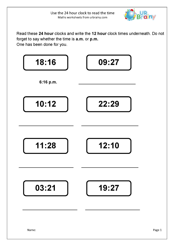 Use The 24 Hour Clock To Read Time Measuring And Time Worksheets For 