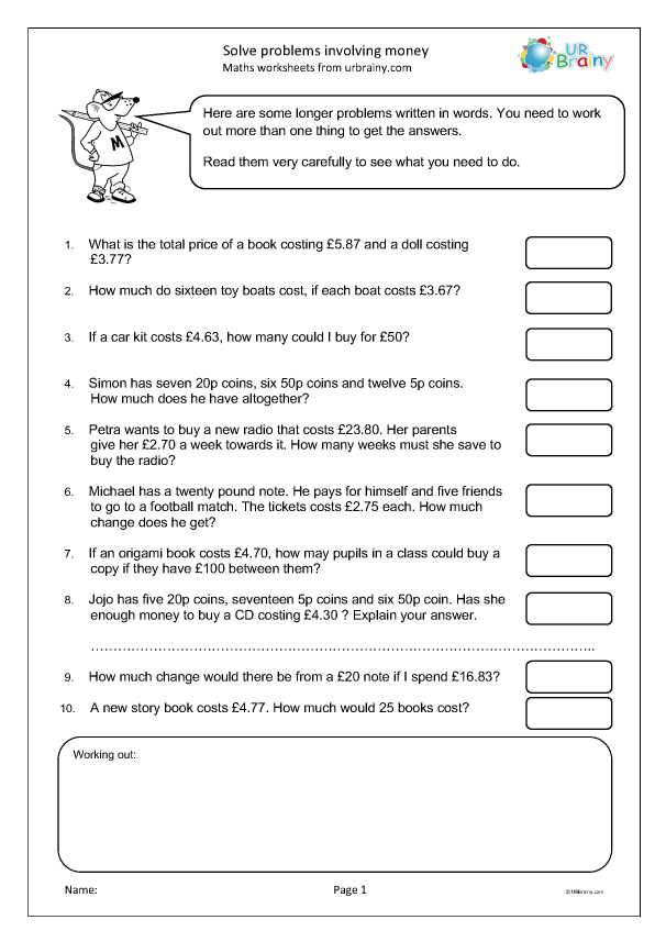 Solve Problems Involving Money Reasoning Problem Solving Maths