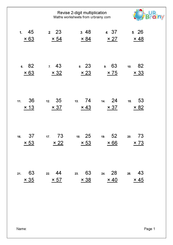 Revise 2 digit Multiplication Multiplication By URBrainy