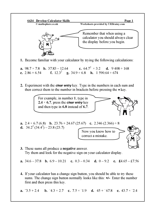 Develop calculator skills - Division by URBrainy.com