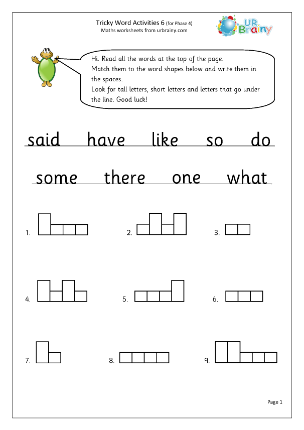 Tricky Word Activities (6) - High Frequency Words by URBrainy.com