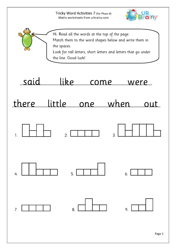 Tricky Word Activities (7) - High Frequency Words by URBrainy.com