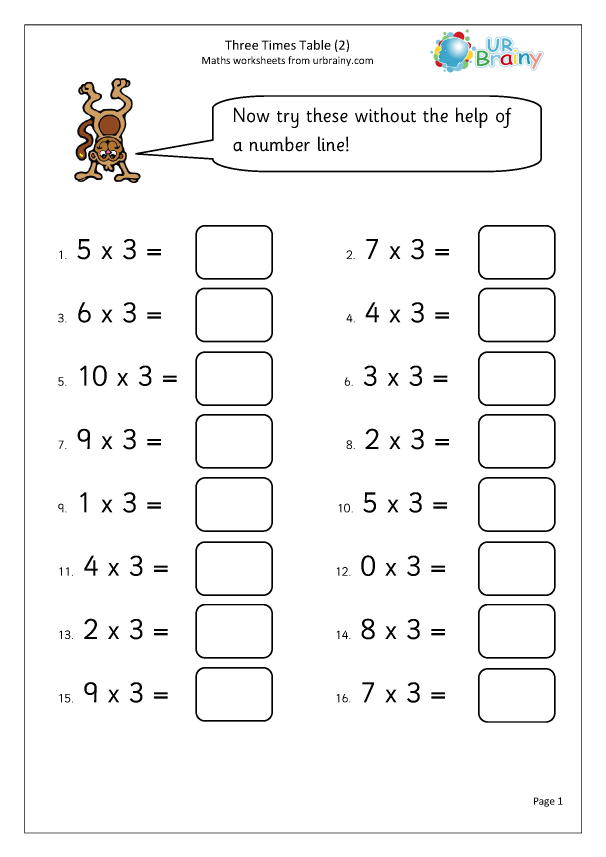 3x Table 2 Multiplication Maths Worksheets For Year 3 age 7 8 By 