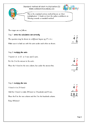 Standard method of short multiplication