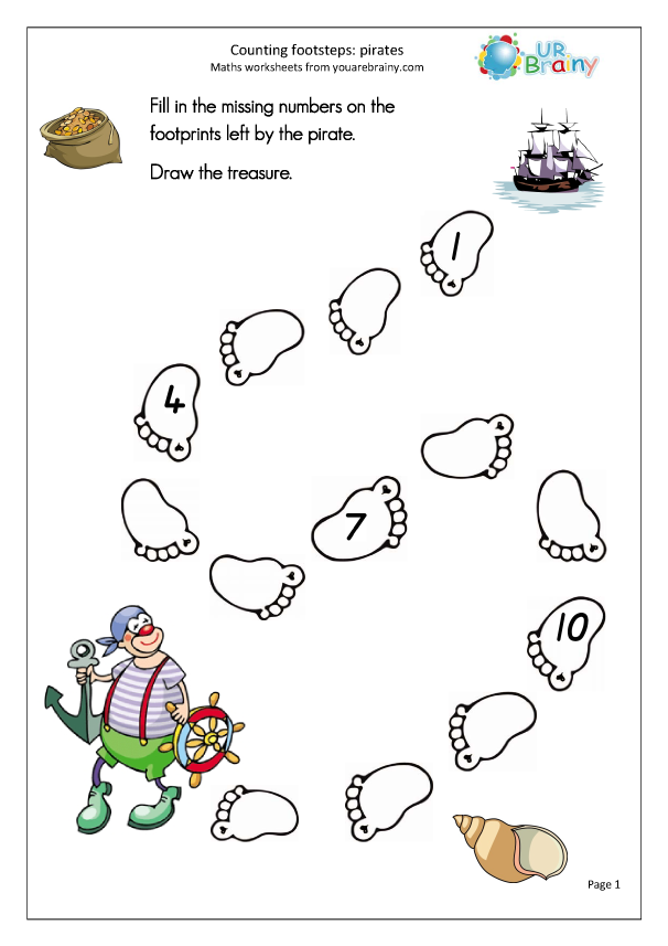 Counting over 10: footsteps - Counting by URBrainy.com
