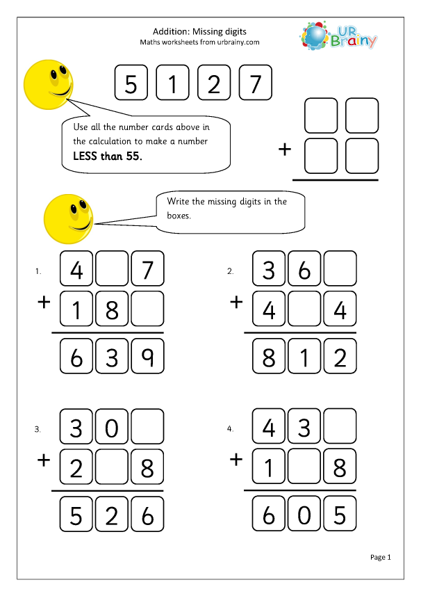 Addition Missing Digits Addition By URBrainy