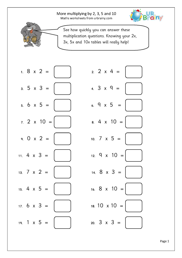 Multiply By 8 Worksheet