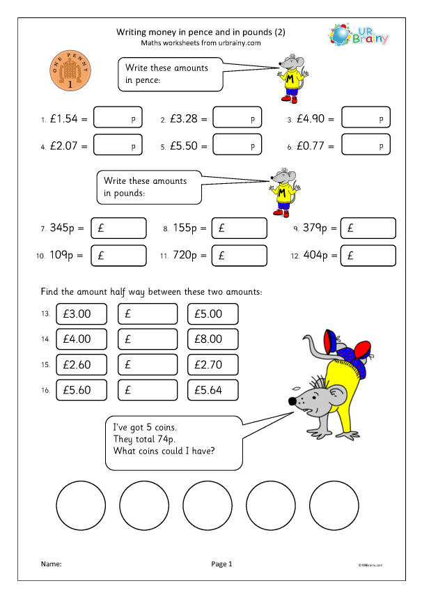 Writing Money In Pence And Pounds 2 Money By URBrainy