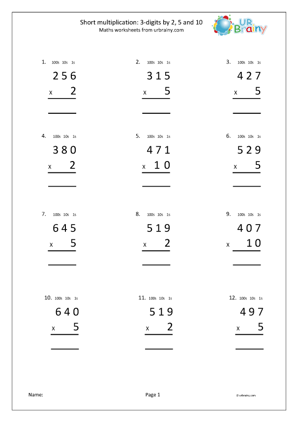 Two Digits Multiplication Worksheets