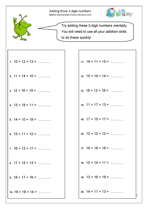 Adding three 2-digit numbers - Addition in Year 5 (age 9-10) by ... Adding three 2-digit numbers - Addition in Year 5 (age 9-10) by ...