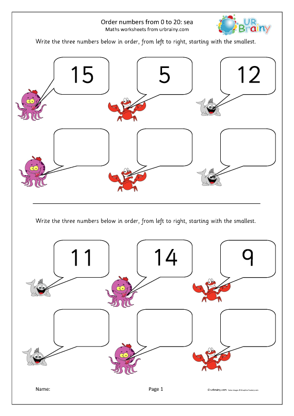 Extension Order Numbers To 20 1 Ordering Numbers Maths Worksheets