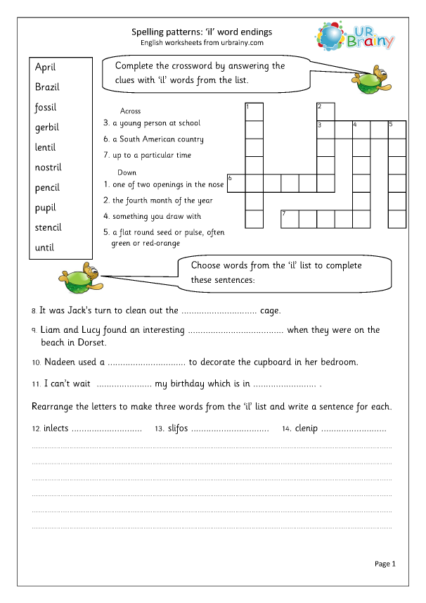 Il Word Endings Spelling Based On Patterns Of Word Endings By