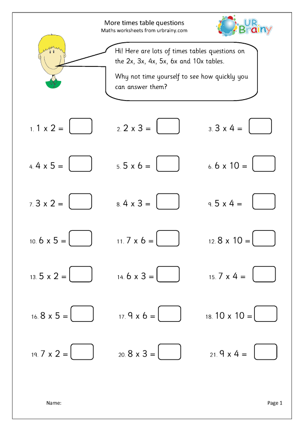 More Times Table Questions Multiplication Maths Worksheets For Year 3 