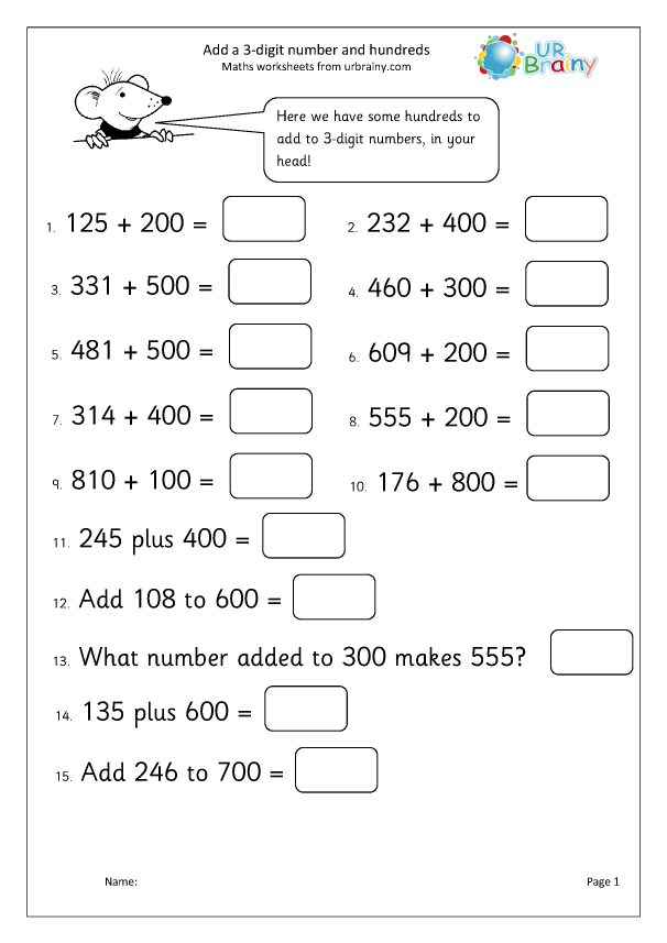Add A 3 digit Number And Multiples Of 100 1 Addition Maths 