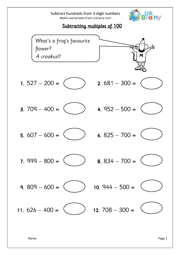 Subtract Multiples Of 100 From 3 digit Numbers Mentally Subtraction