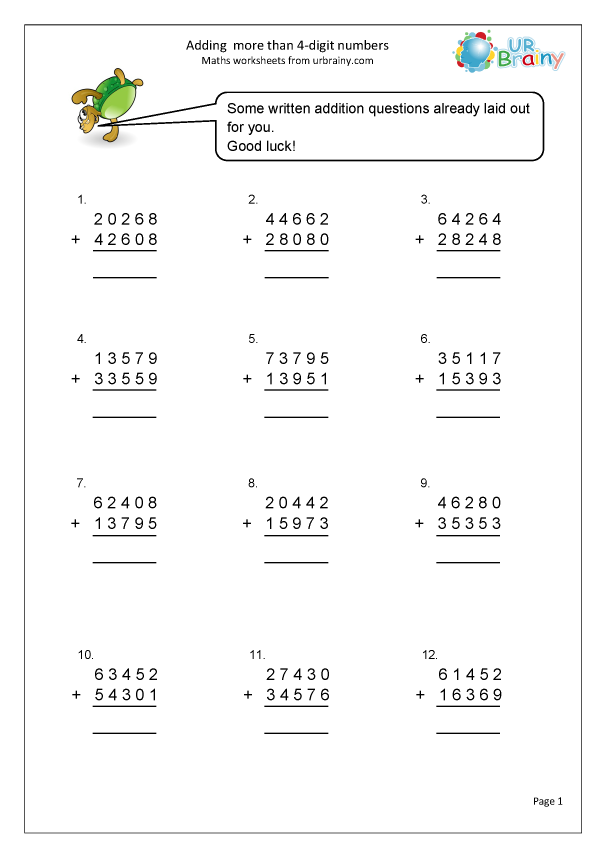 Adding Numbers With More Than 4 digits Addition In Year 5 age 9 10