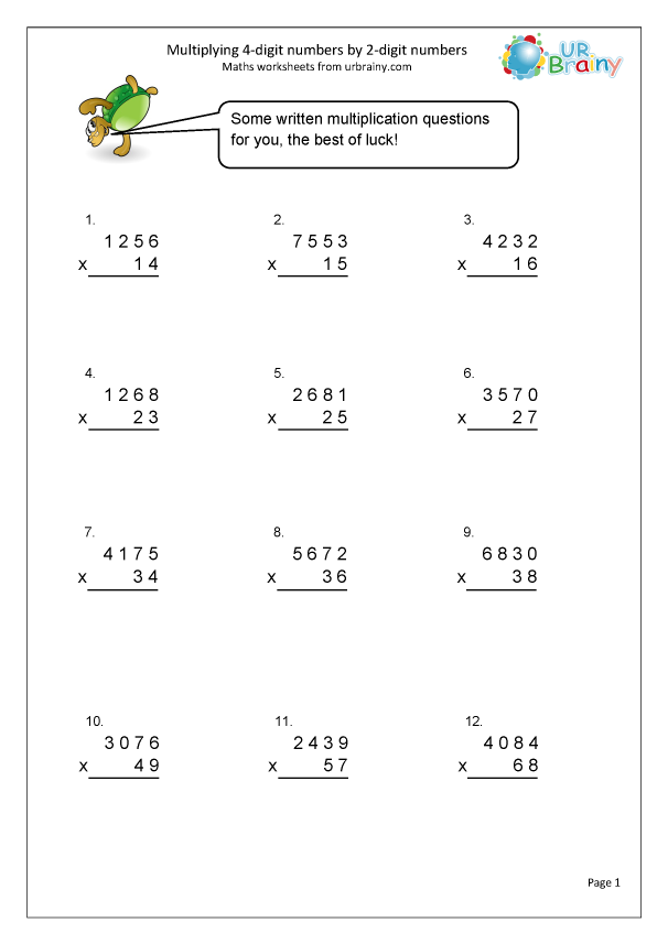 Long Multiplication 4 digits By 2 digits Multiplication By URBrainy