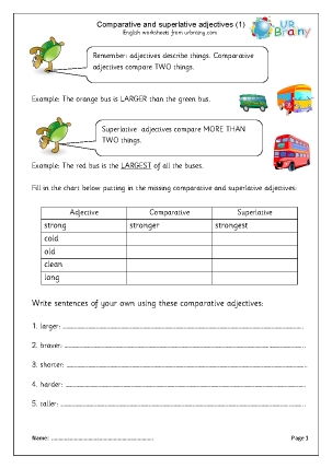 Comparative and superlative 1 - Word Classes by URBrainy.com