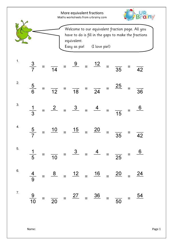 More Equivalent Fractions Fraction And Decimal Worksheets For Year 5