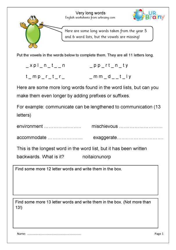 Very Long Words Vocabulary By URBrainy