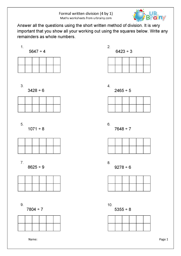 Problem Solving With Short Division