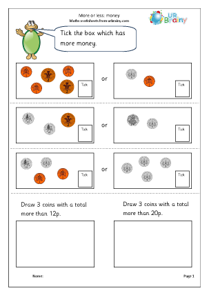 Preview of worksheet More money