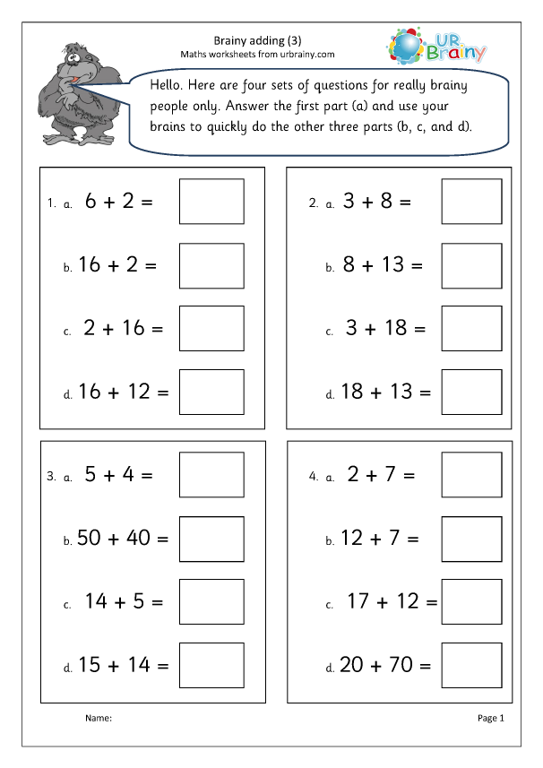 Brainy Addition 3 Intelligent Practice Addition Year 1 aged 5 6 
