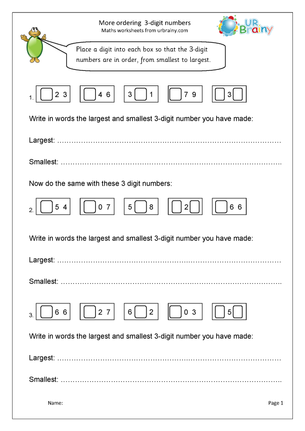 More Ordering 3 digit Numbers Number And Place Value By URBrainy