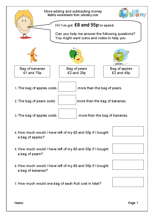 Year 3 Maths Worksheets (age 7-8) - URBrainy.com