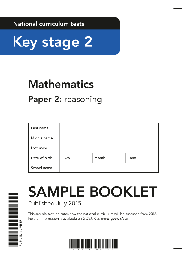 2016 Sample KS2 Mathematics Paper 2 Reasoning Past KS2 Maths SATs