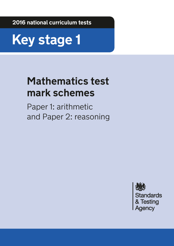 2016 KS1 Mathematics Paper 1 And Paper 2 Mark Schemes KS1 Maths SATs