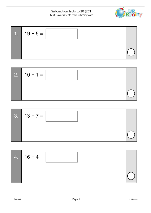 Subtraction Facts To 20 2C1 KS1 Maths SAT Practice Arithmetic By
