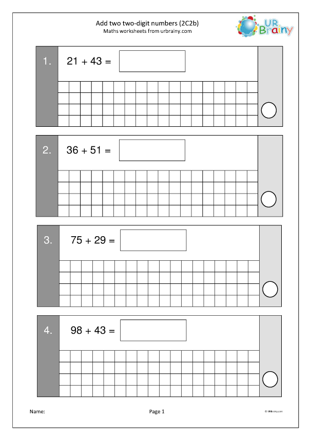 Add Two 2 digit Numbers 2C2b KS1 Maths SAT Practice Arithmetic By
