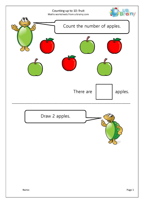 Counting up to 10 - fruit - Counting Maths Worksheets for Later ...