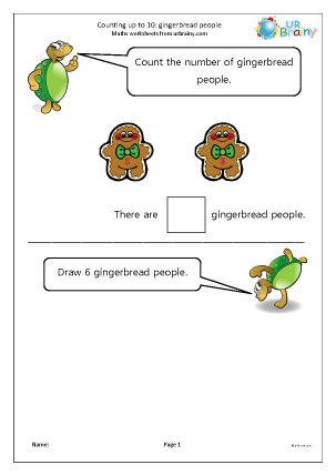Counting up to 10 - gingerbread people - Counting Maths Worksheets for ...
