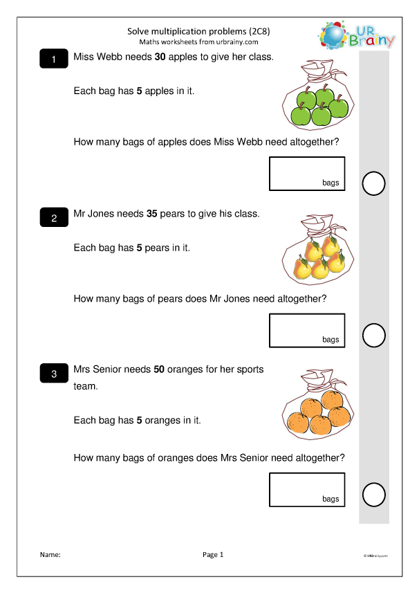 Solve Multiplication Problems 2C8 KS1 Maths SAT Practice Reasoning 