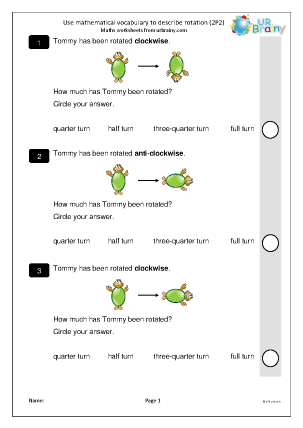 Use mathematical vocabulary to describe rotation (2P2)