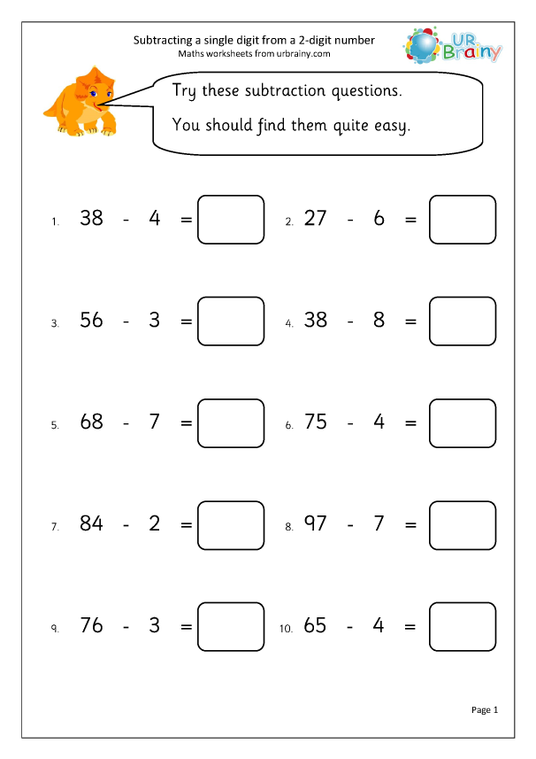 Subtract A Single Digit From 2 Digits Subtraction Year 2 aged 6 7 